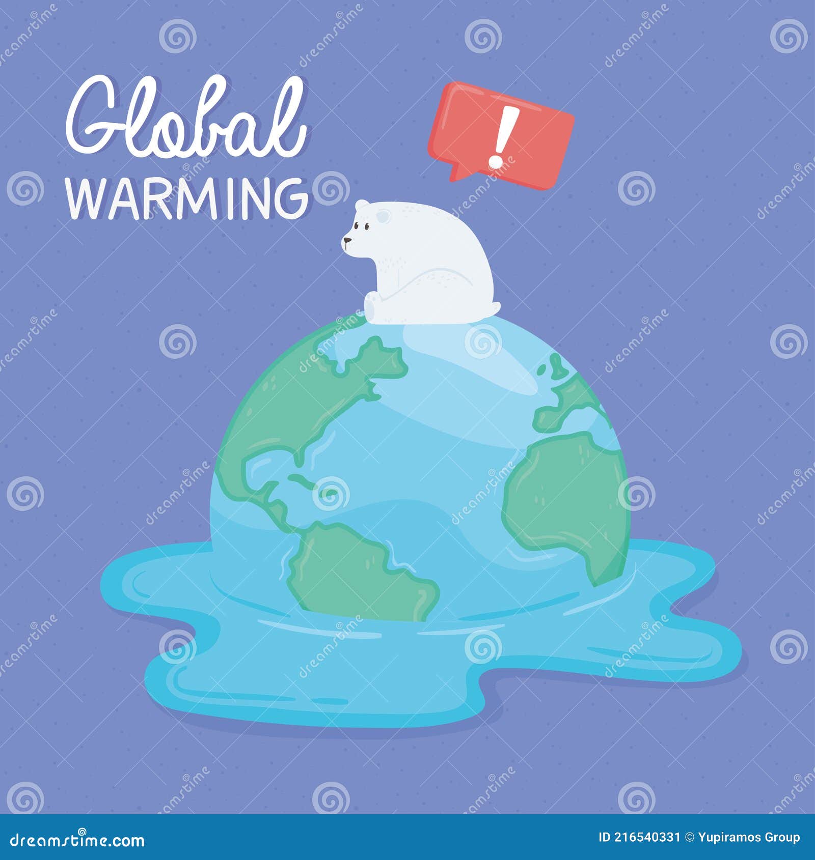 Polar bear on melted world stock vector. Illustration of nature - 216540331