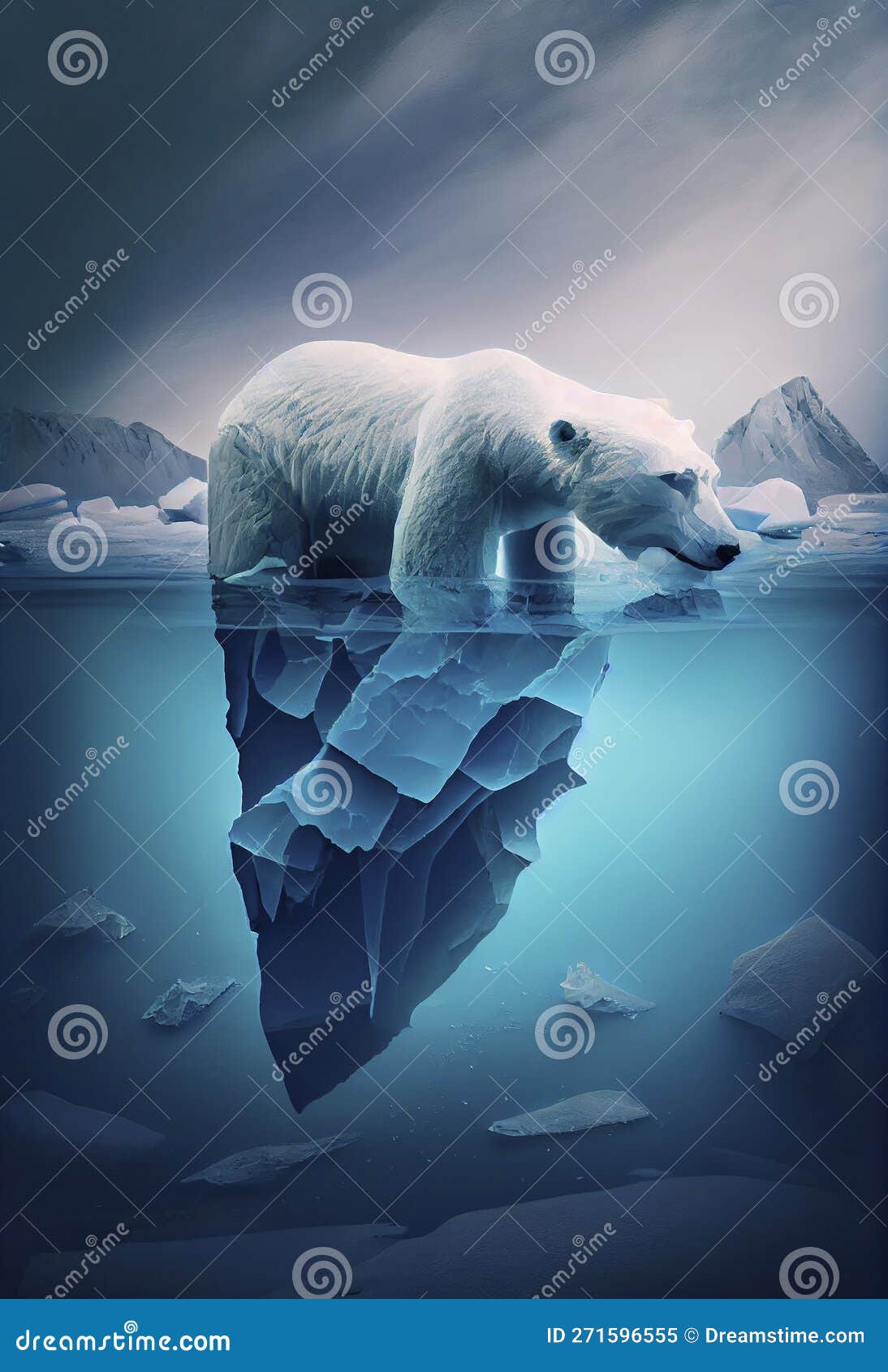 Polar Bear in North Pole. Climate Change, Generative AI Stock ...