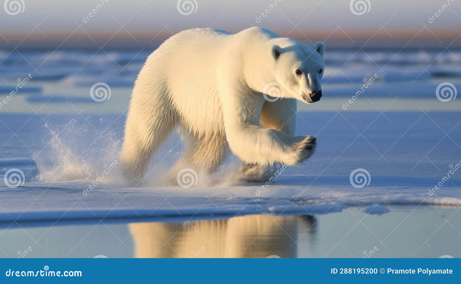 A Polar Bear Running on Ice. Generative Ai Stock Illustration ...