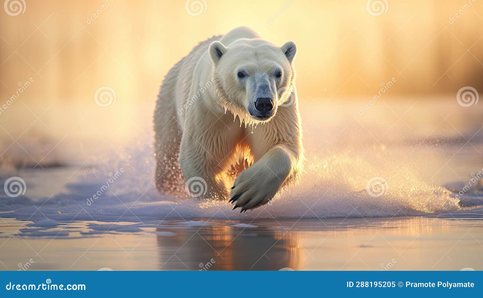 A Polar Bear Running on Ice. Generative Ai Stock Illustration ...