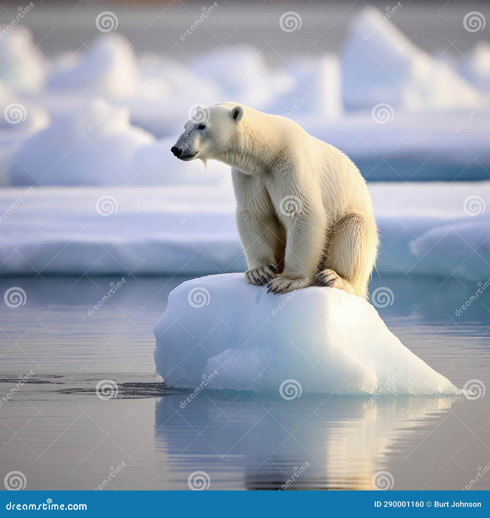 Polar Bear Sitting on Lonely Piece of Ice Stock Photo - Image of winter ...