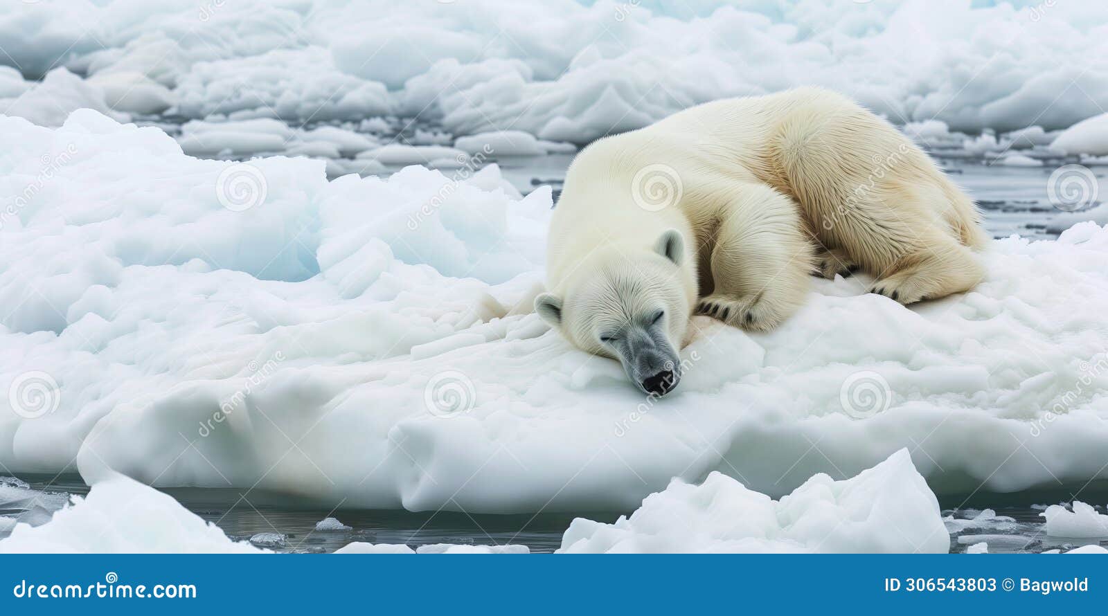 Polar Bear Sleeping on an Ice Flow Stock Illustration - Illustration of ...