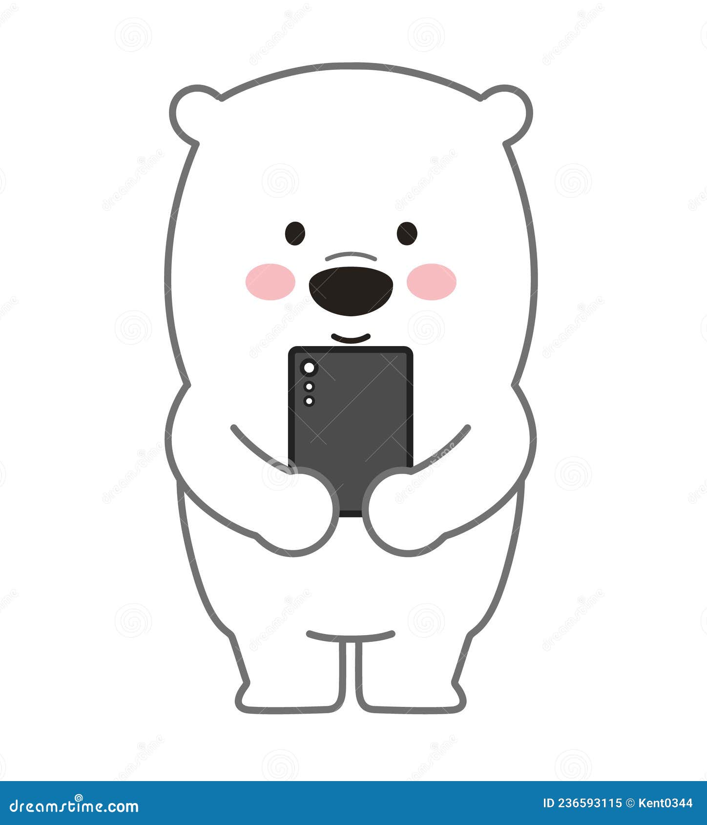 Polar Bear with a Smartphone. Stock Vector - Illustration of child ...