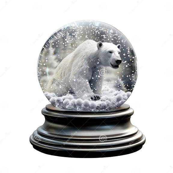 Polar Bear in a Snow Globe with Snow Falling Stock Illustration ...