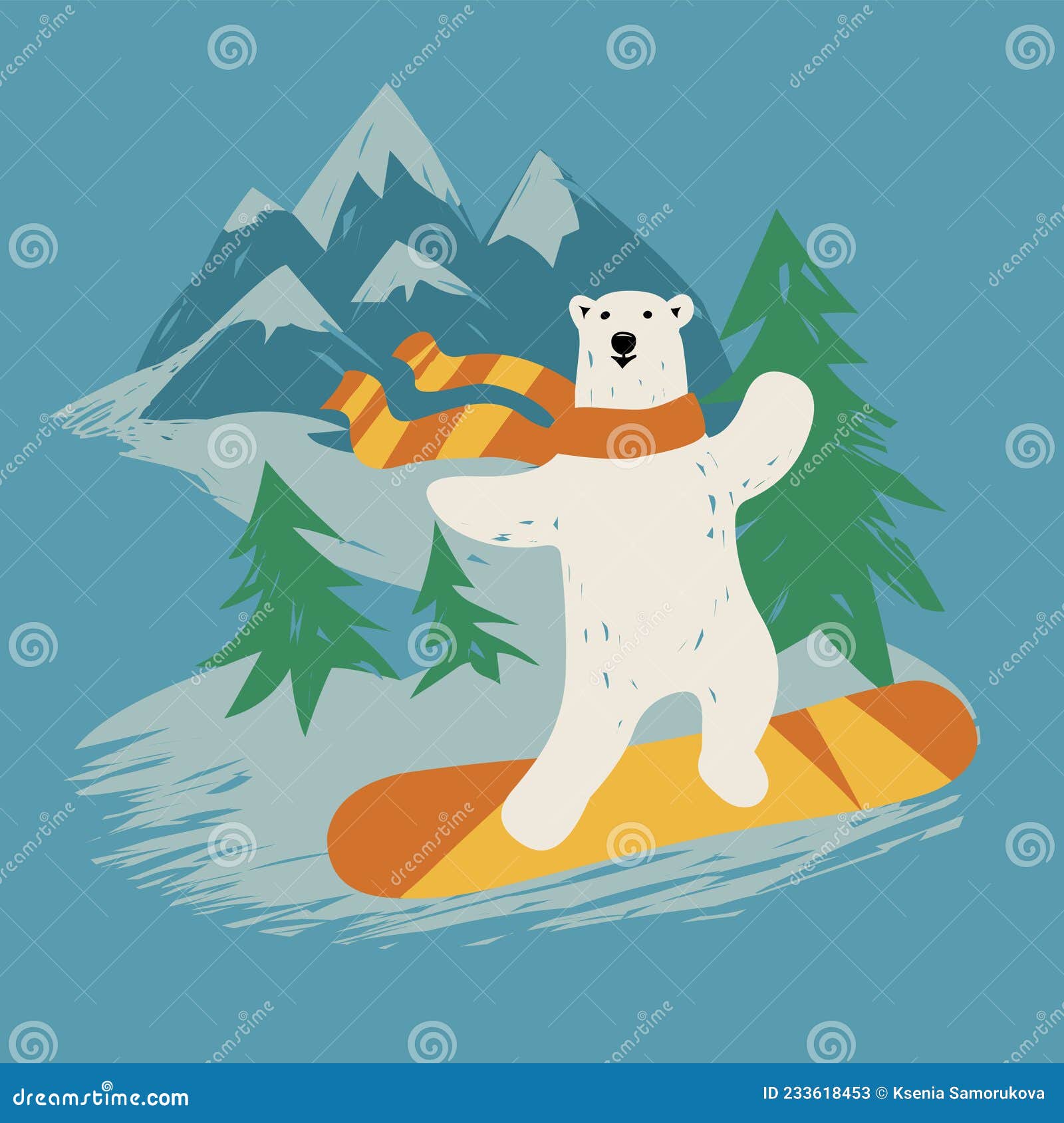 Animated Snowboarding Clipart