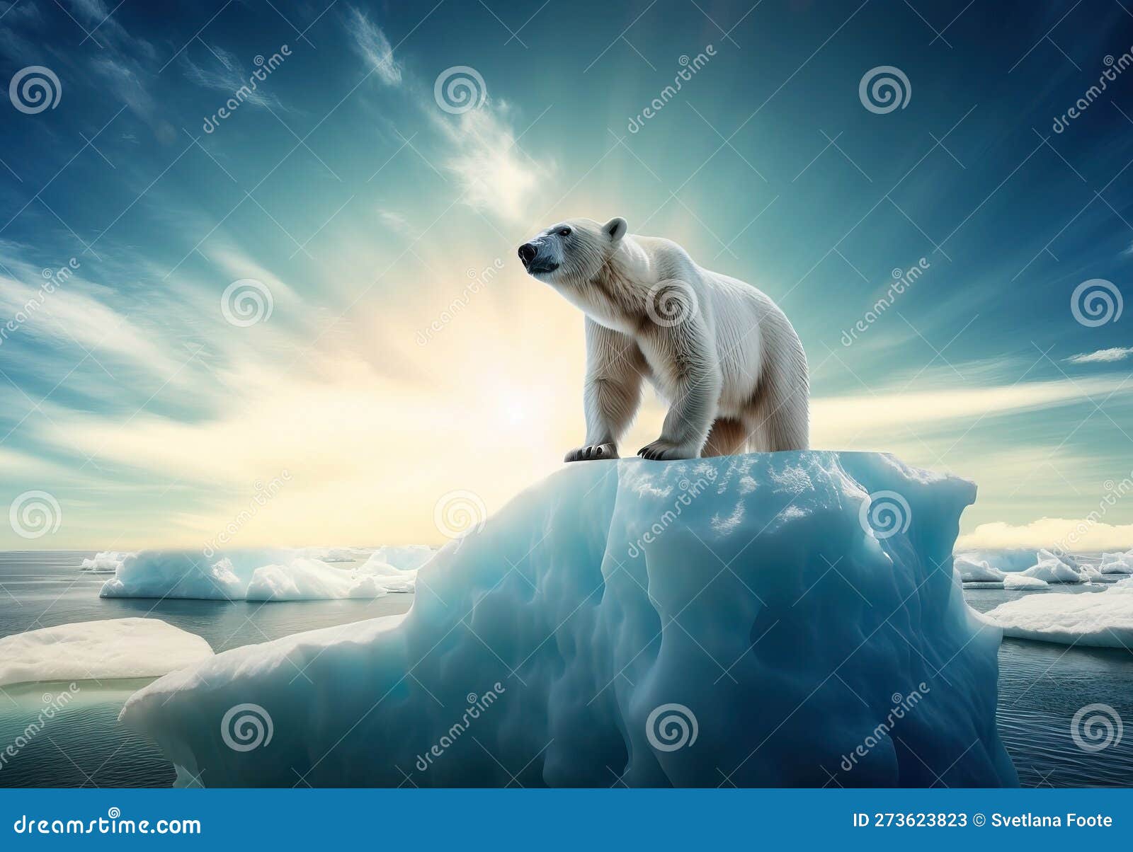 Polar Bear Stands on an Iceberg . AI Generated Illustration Stock ...
