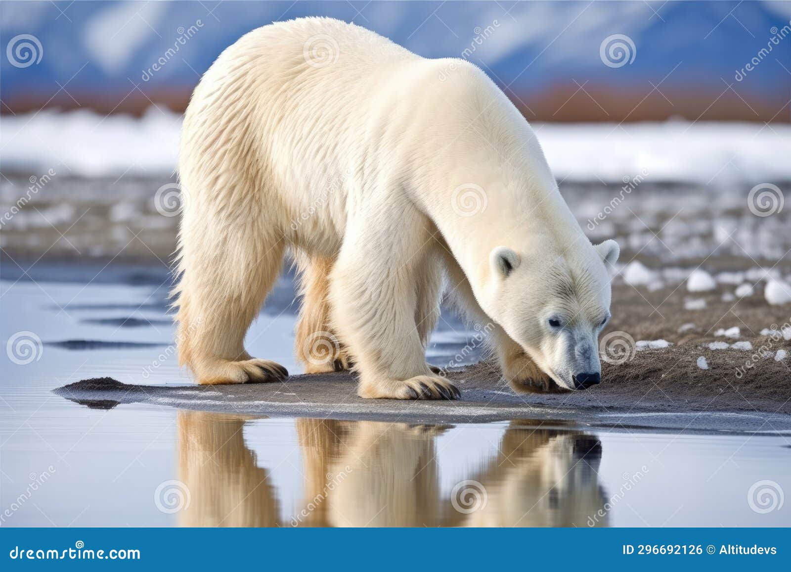 A Polar Bear Stepping on Cracking Thin Ice Stock Photo - Image of ...