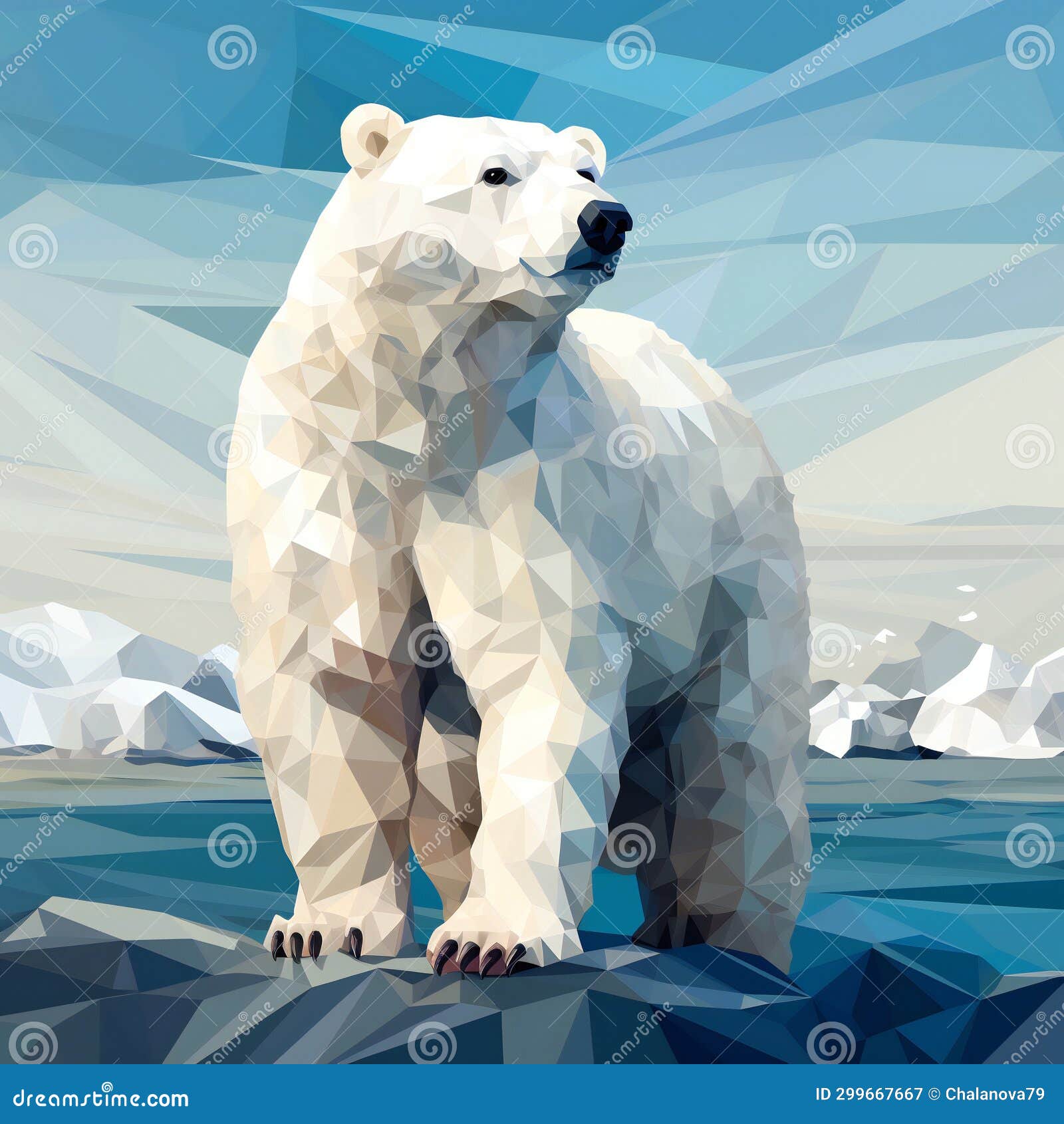 Polar Bear Stylized Triangle Polygonal Model. Low Poly Design. Stock ...