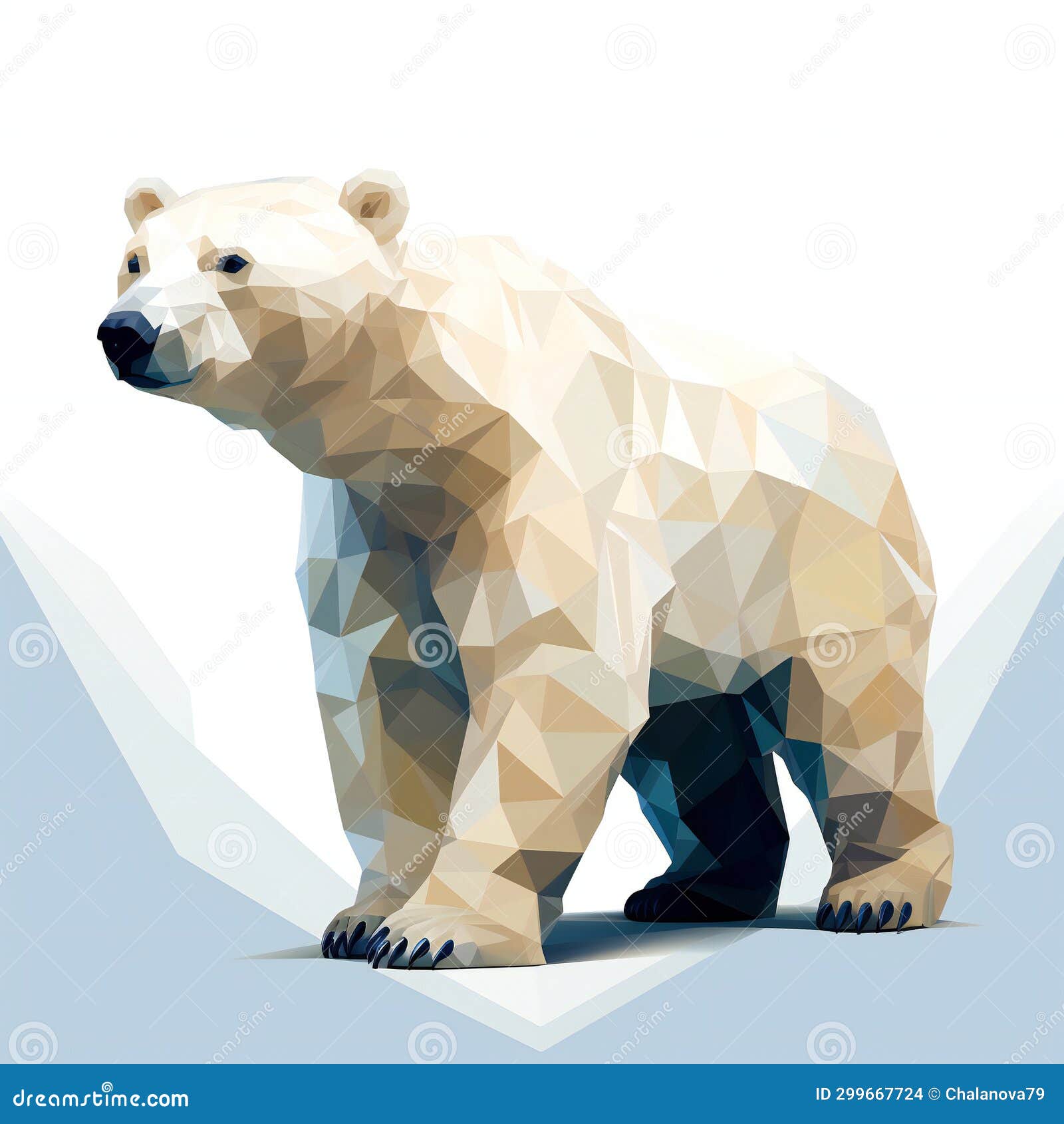 Polar Bear Stylized Triangle Polygonal Model. Low Poly Design. Stock ...