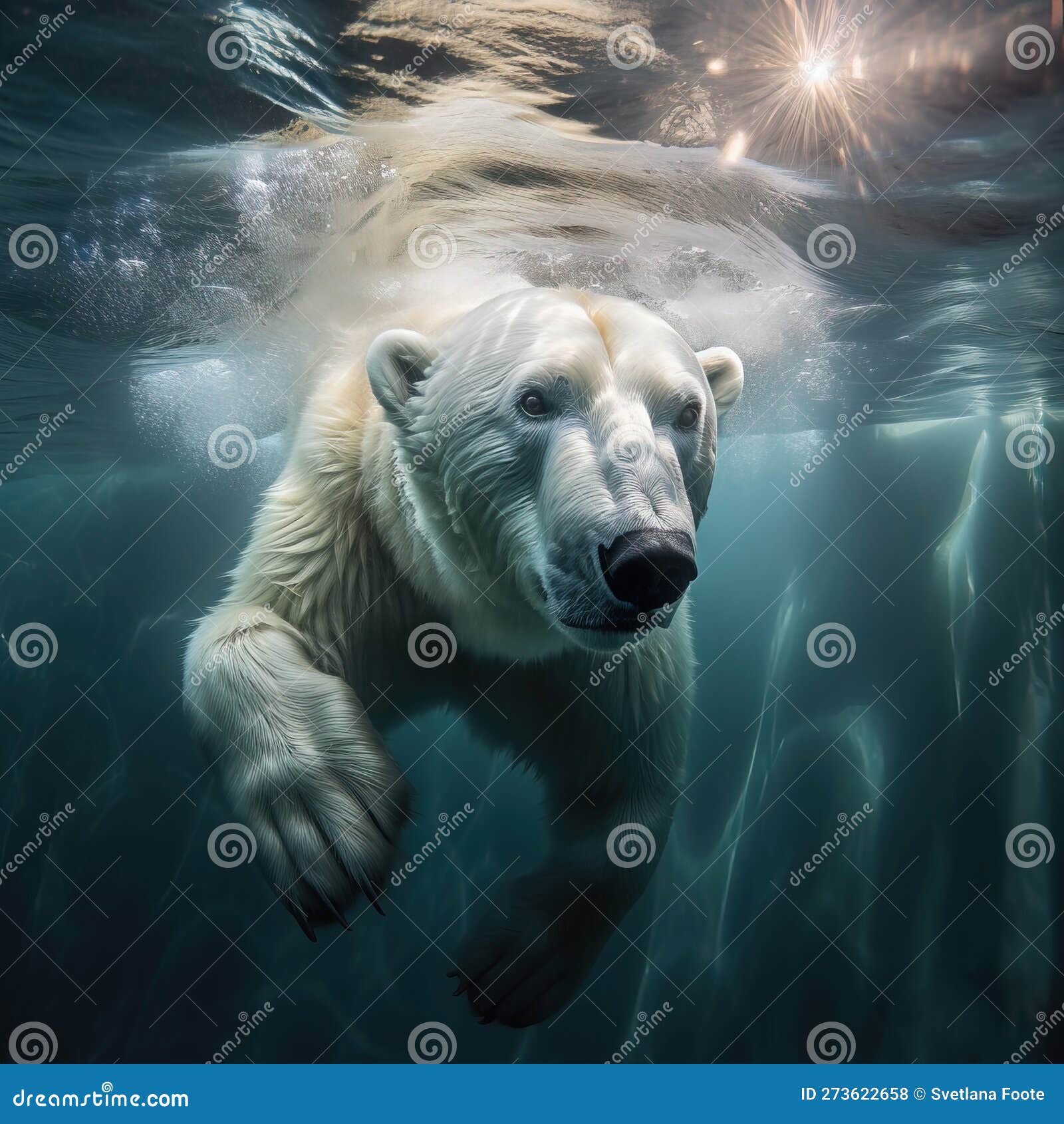 Polar Bear Swims Underwater . AI Generated Illustration Stock ...