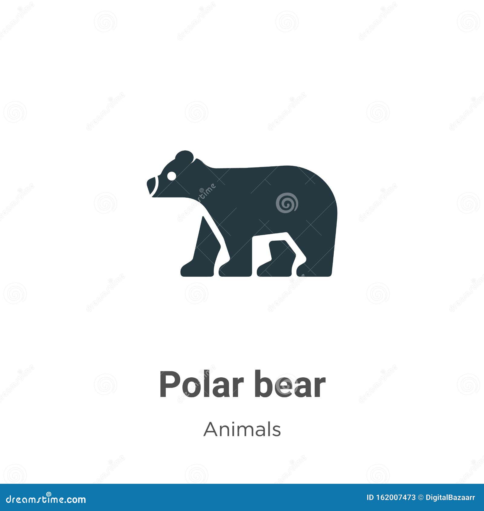 Polar Bear Vector Icon on White Background. Flat Vector Polar Bear Icon ...