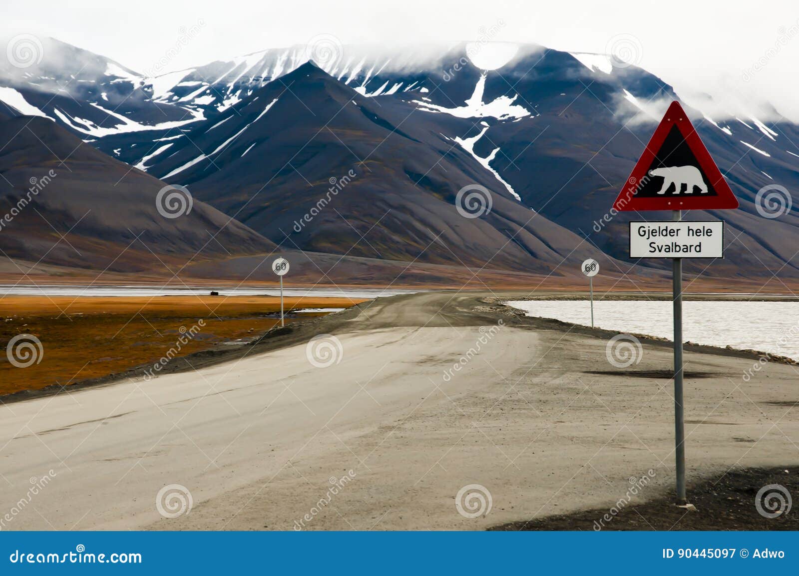 Polar Bear Warning Sign - Longyearbyen - Svalbard Stock Image - Image ...