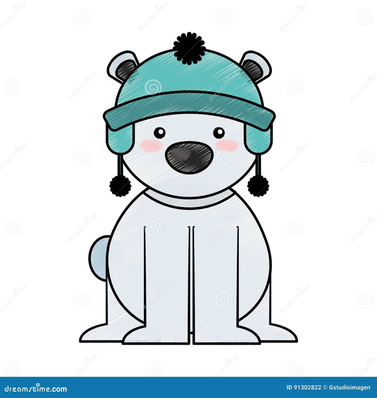 Polar bear with winter hat stock vector. Illustration of ornate - 91302822