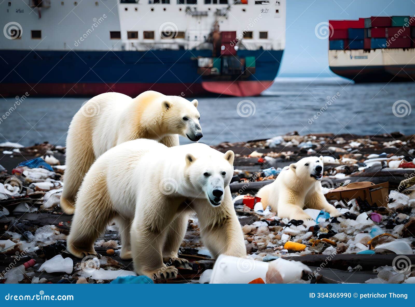Polar Bears Scavenging through Garbage Dumped by Passing Ships in ...