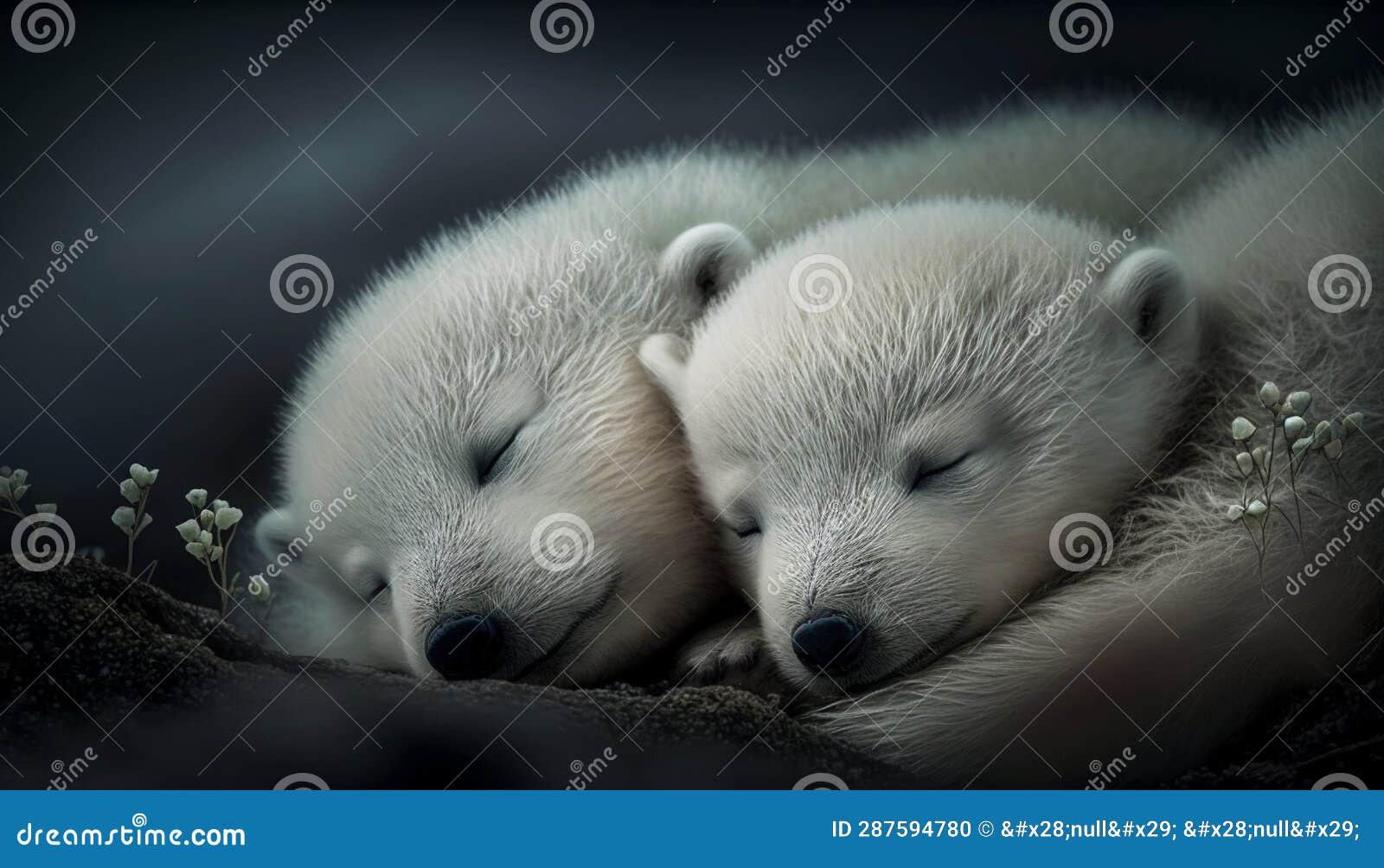Polar Bears Sleep in the Snow. Generative AI Stock Illustration ...