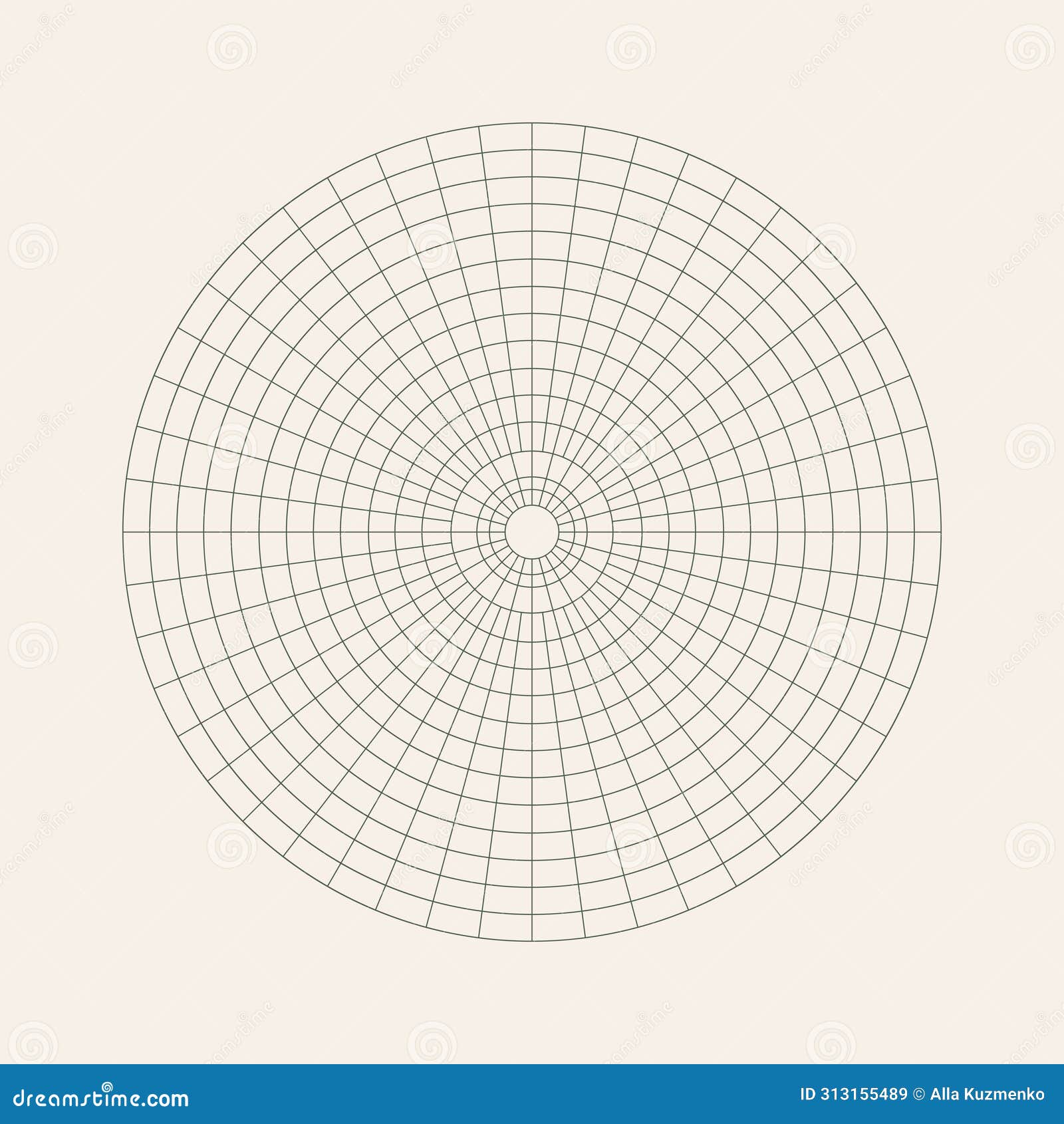 Polar Coordinate Circular Grid Isolated on White Background. 360 ...