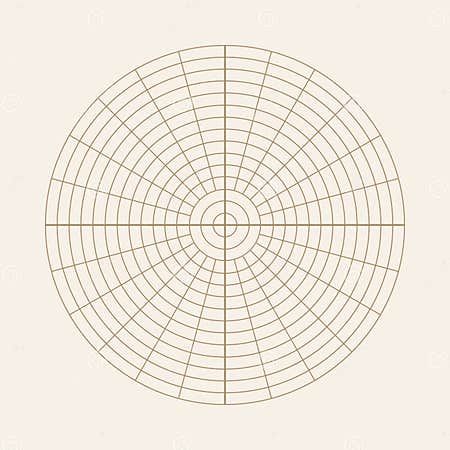 Polar Coordinate Circular Grid Isolated on White Background. 360 ...