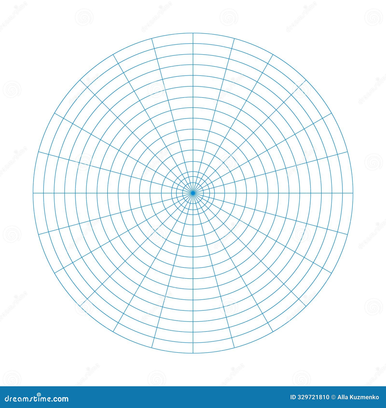 Polar Coordinate Circular Grid Isolated on White Background. 360 ...