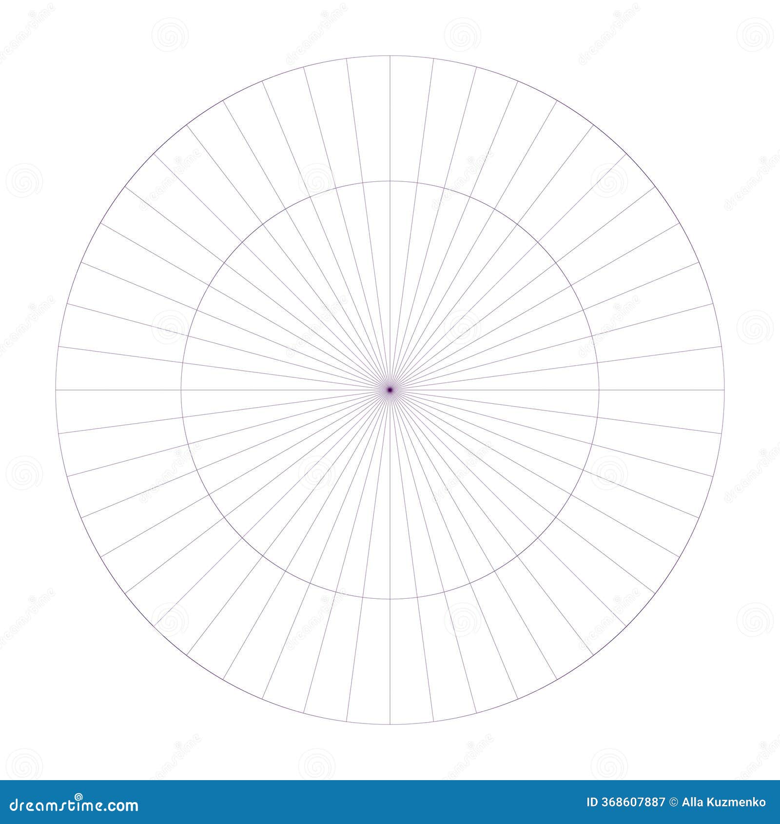 Polar Coordinate Circular Grid Isolated On White Background. 360 ...