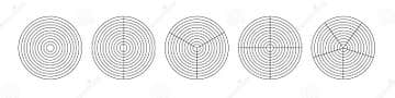 Polar Grid Concentric Circles and Steps. Blank Vector Polar Graph Paper ...