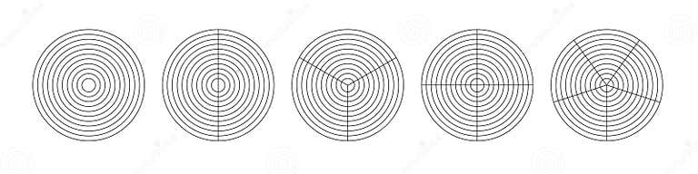Polar Grid Concentric Circles and Steps. Blank Vector Polar Graph Paper ...