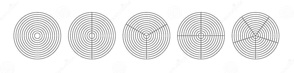 Polar Grid Concentric Circles and Steps. Blank Vector Polar Graph Paper ...