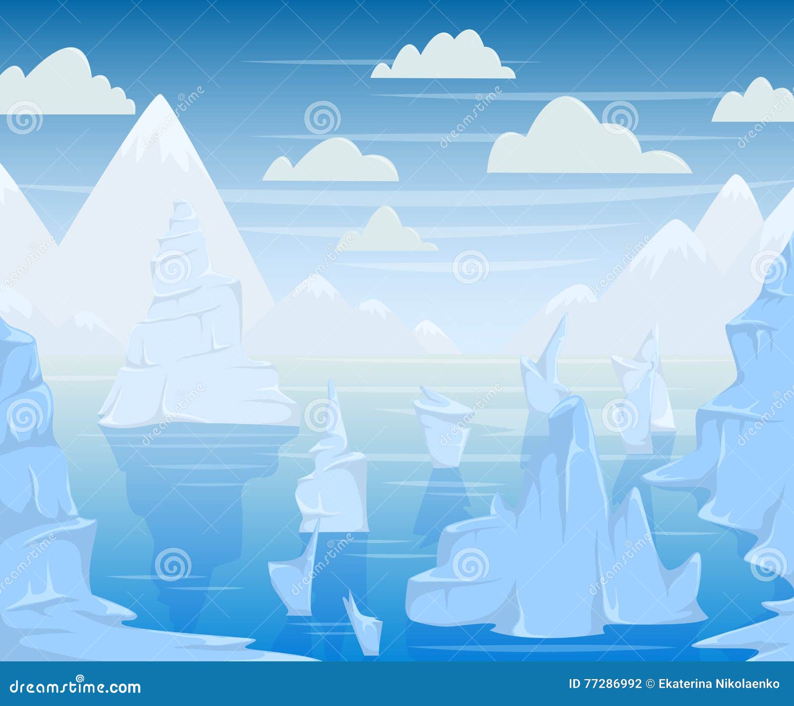 Polar Landscape. Northern Lights. Cartoon Vector | CartoonDealer.com ...