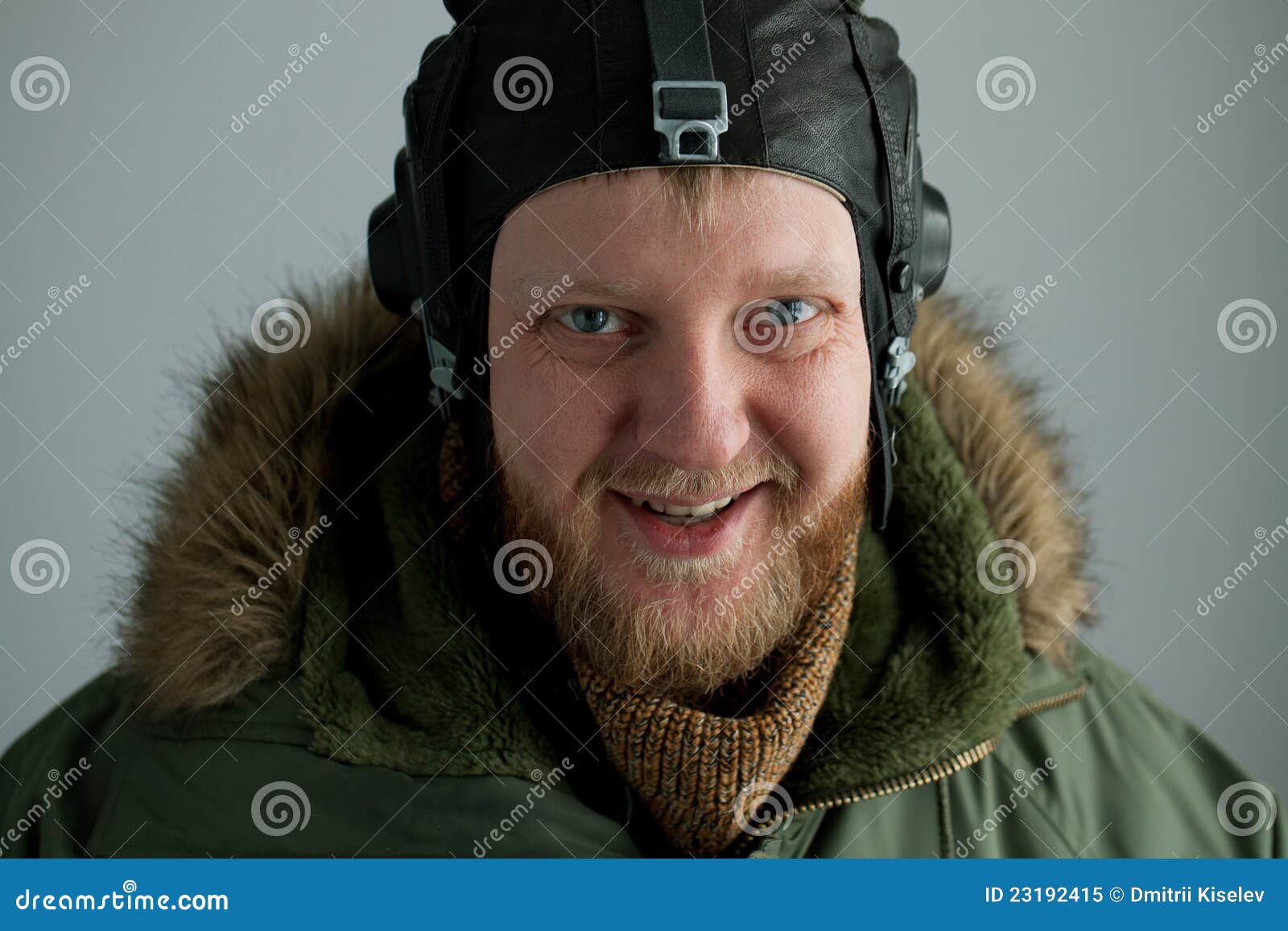 Polar Pilot in Alaska Green Jacket Stock Image - Image of carroty ...