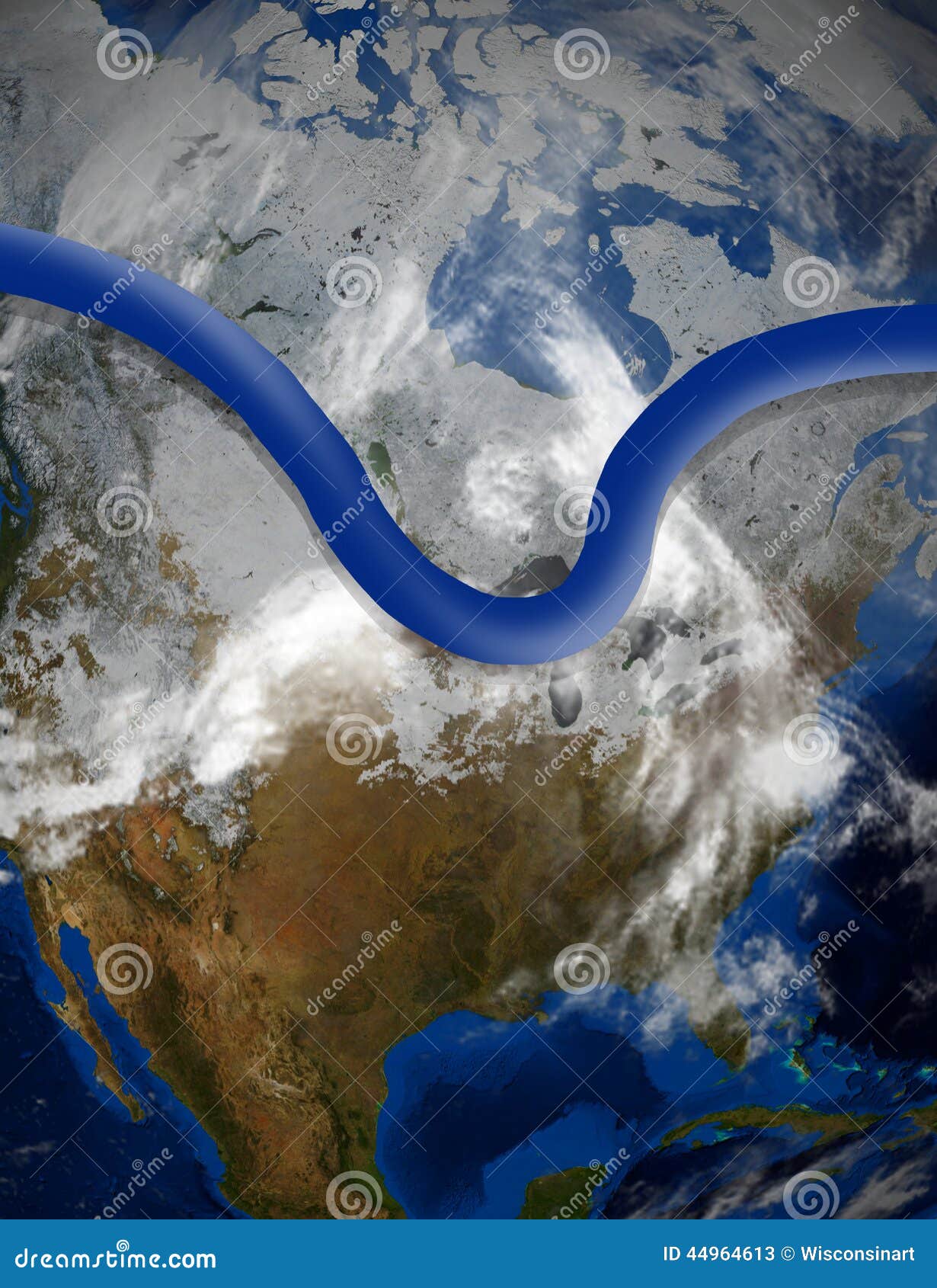 Polar Vortex Satellite Image of North America, USA Stock Illustration ...