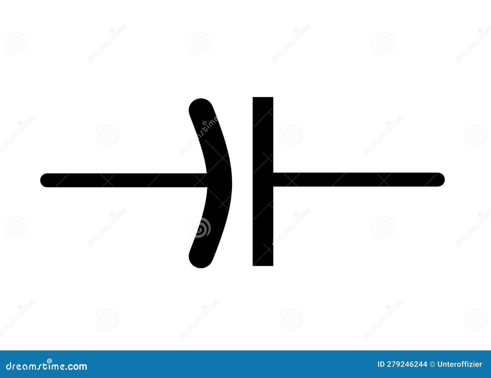 A Polarized Capacitor Electrical Symbol Against A White Backdrop Stock ...