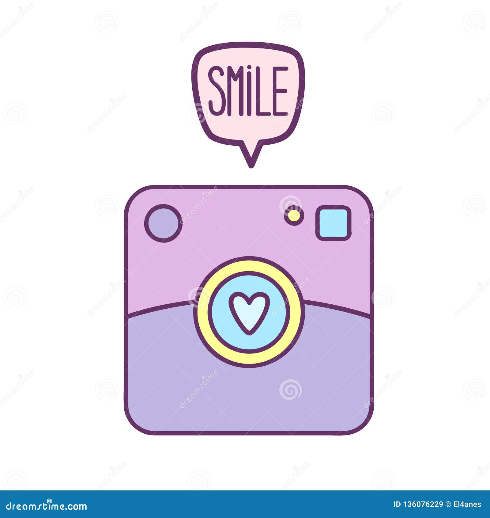 Camera polaroid icon smile stock vector. Illustration of icon - 136076229