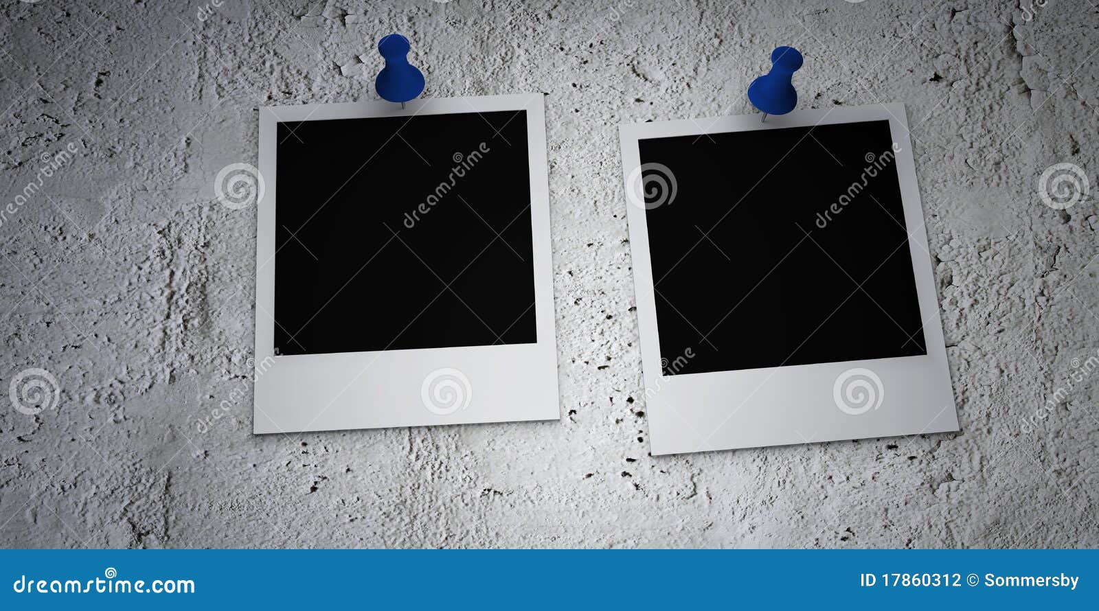 Polaroid Films Pinned on a Damaged Wall Stock Illustration ...