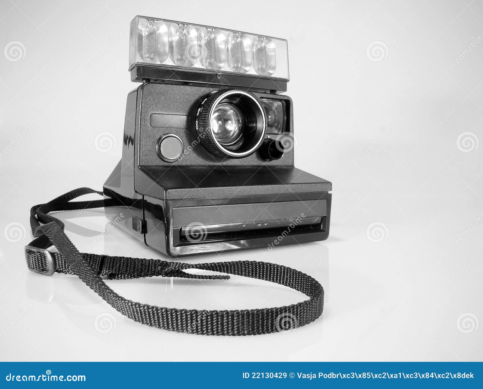 Old Instant Camera With Roller Skate And Vinyl - Eighties Stock Image ...