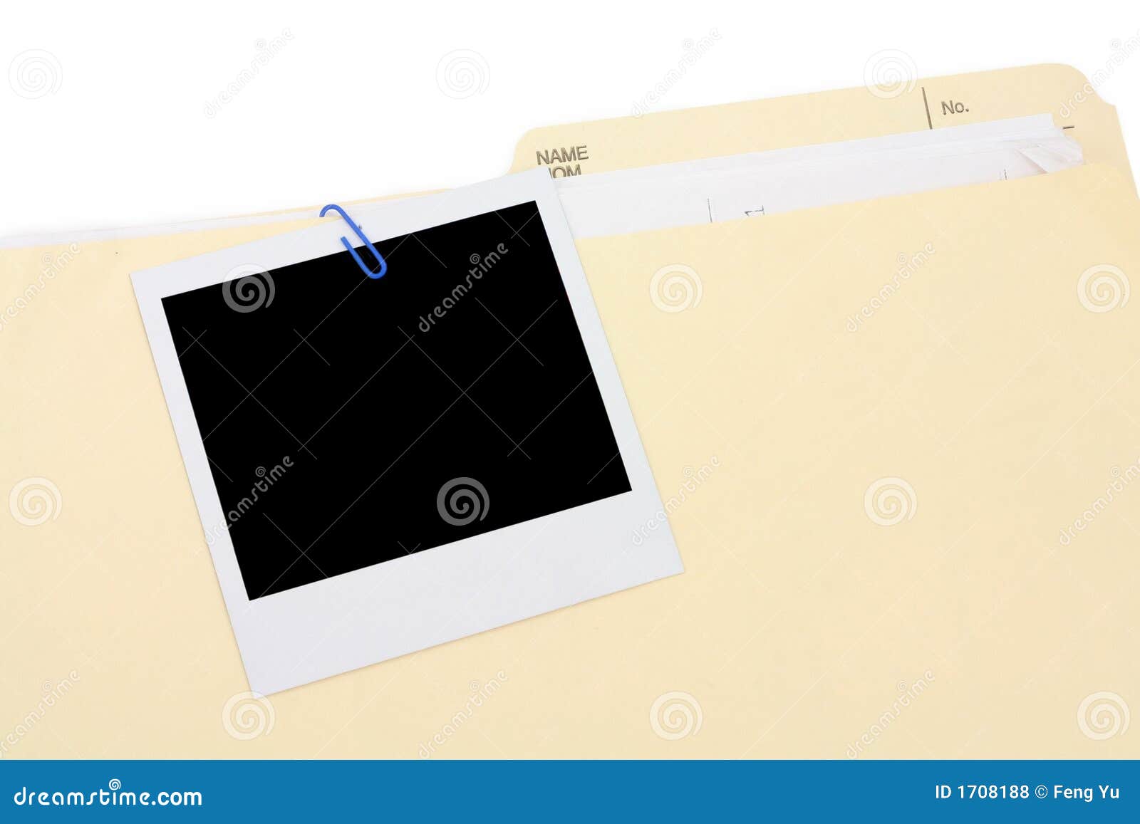 A Polaroid Photo and File Folder Stock Photo - Image of document, clip ...