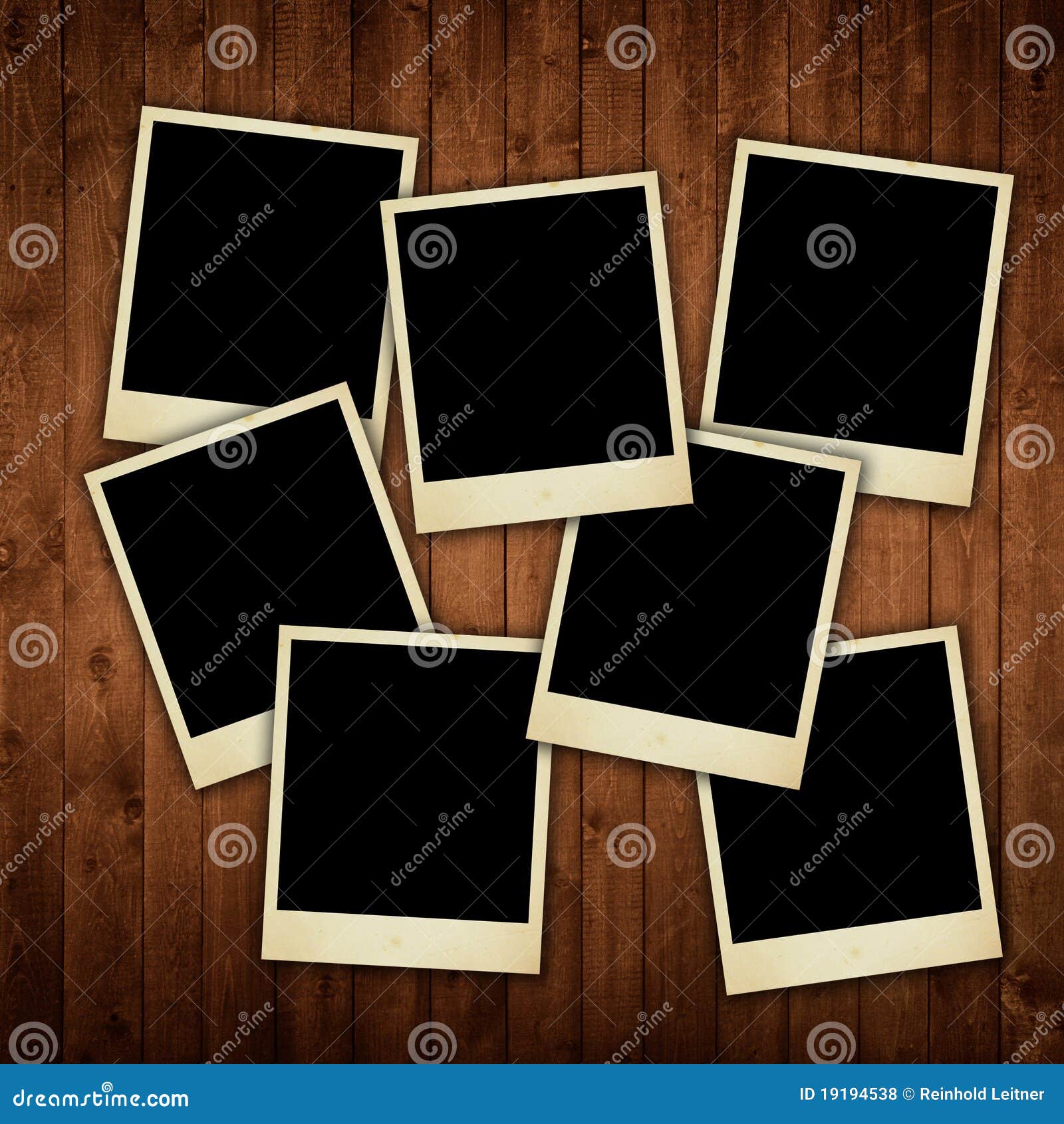 Polaroid Photos on Wooden Texture Stock Photo - Image of closeup ...