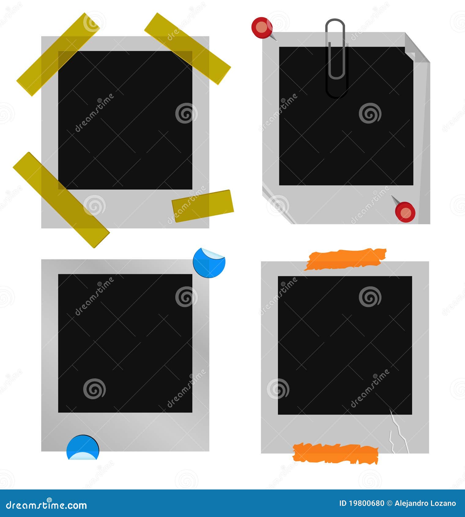 Polaroid picture frame set stock vector. Illustration of photographs ...