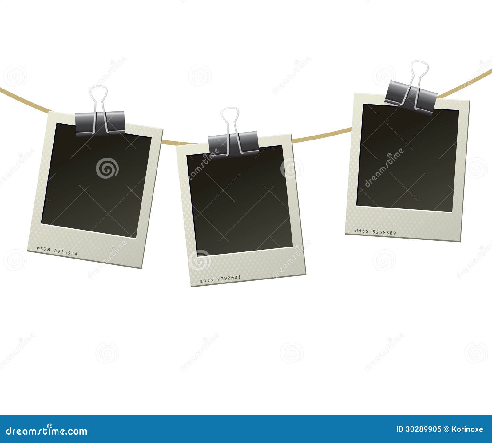 Polaroid frames on rope stock vector. Illustration of retro - 30289905