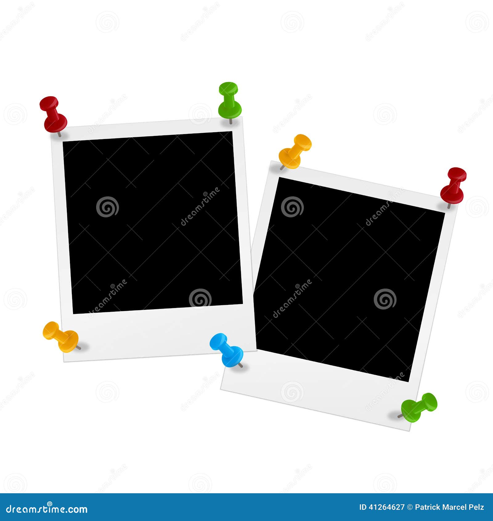 Polaroids with pin stock vector. Illustration of frame - 41264627