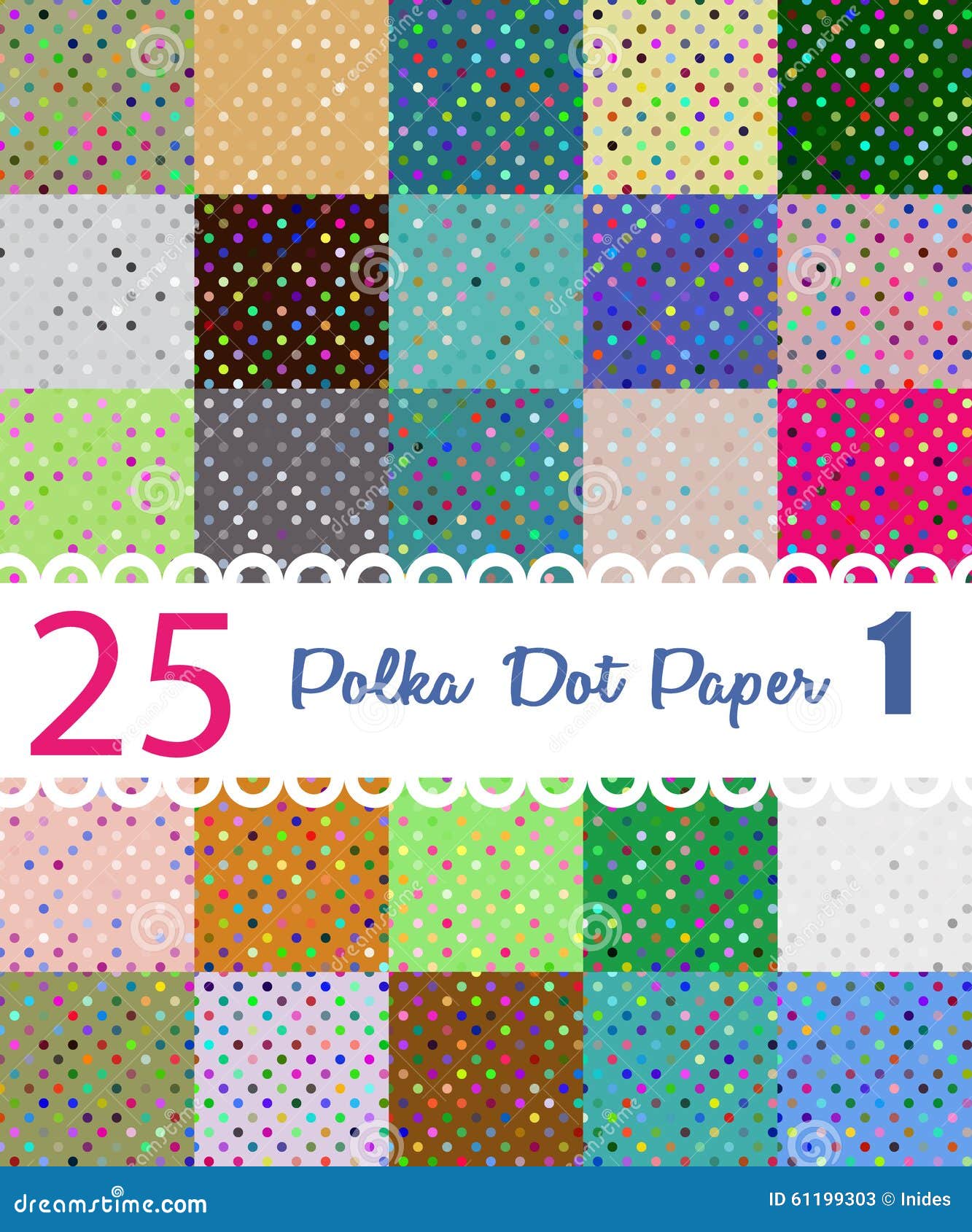 Polca Dot Paper Sistema De 25 Modelos De Los Seamess Ilustración del ...