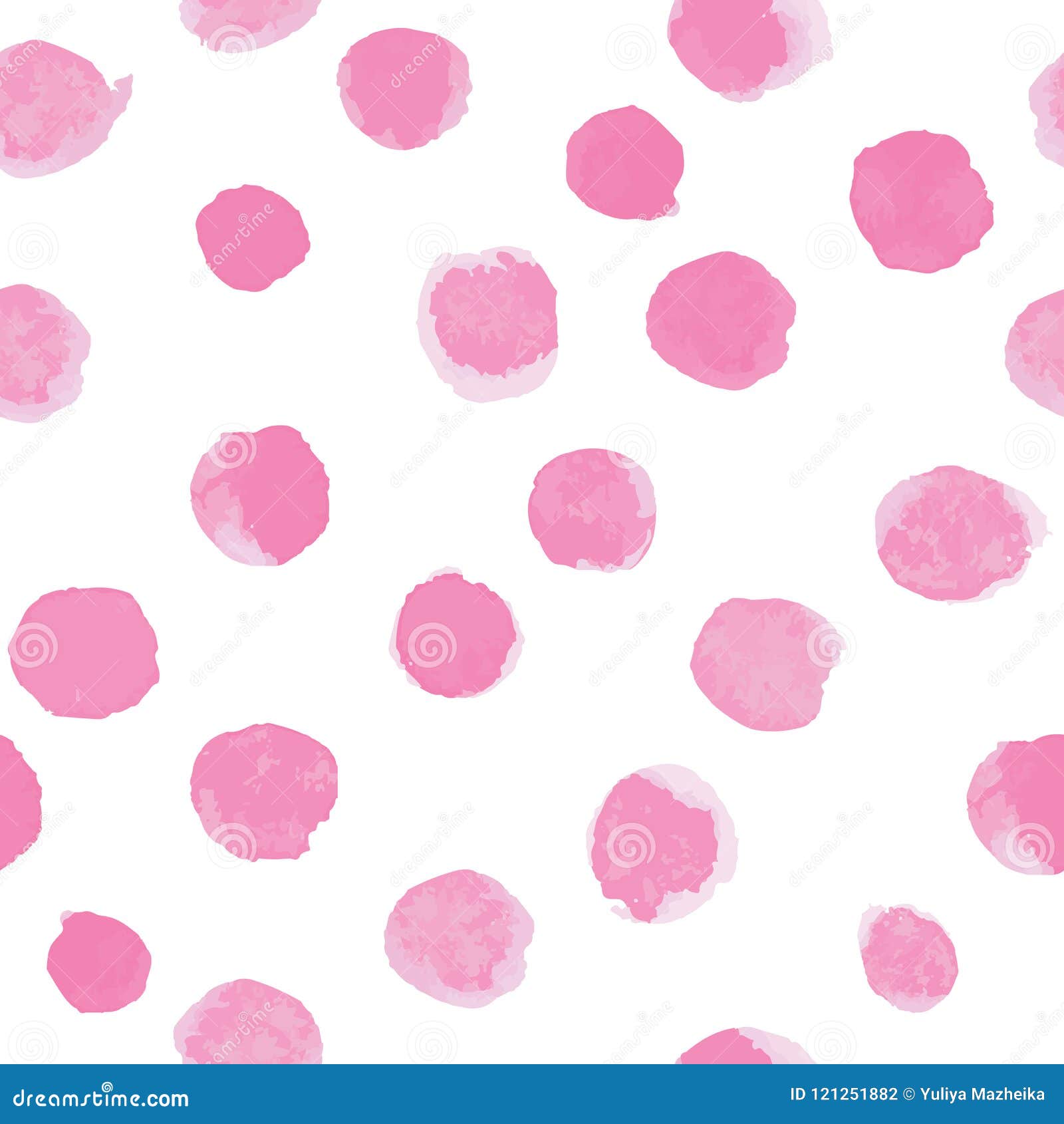 Polca Dot Pattern Pink De La Acuarela Del Vector En Blanco Ilustración ...