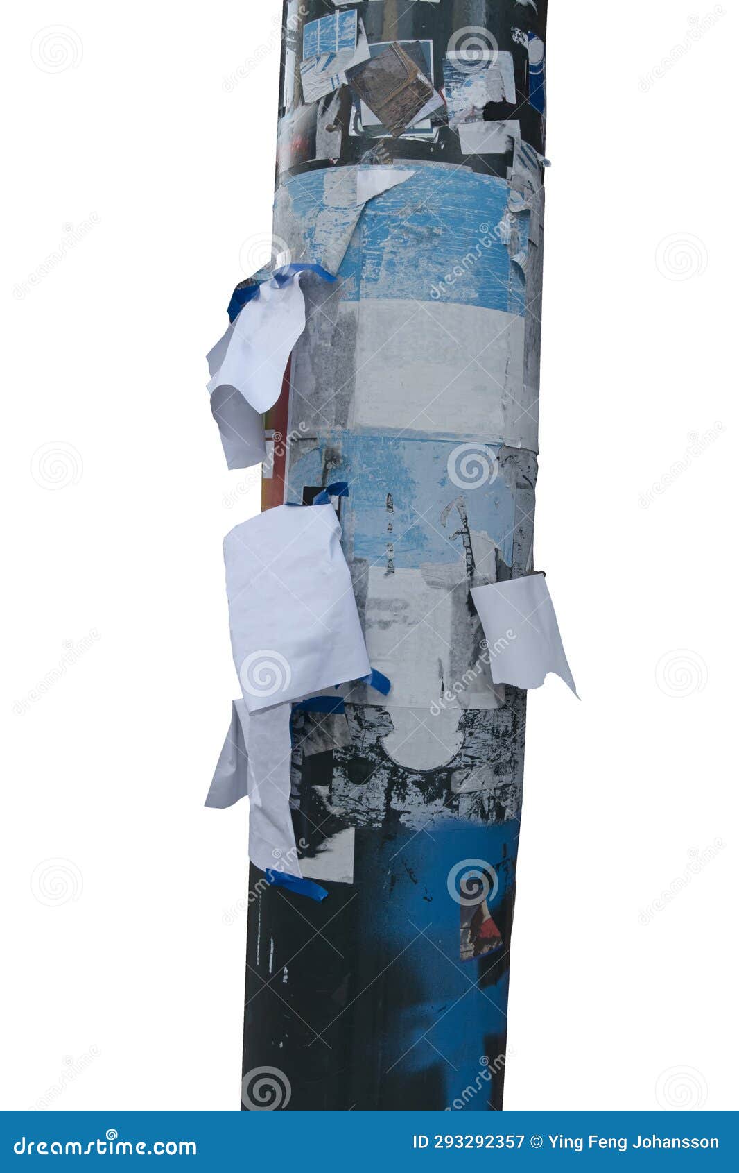 Pole with Advertising, Notes and Posters Blowing in the Wind Stock ...