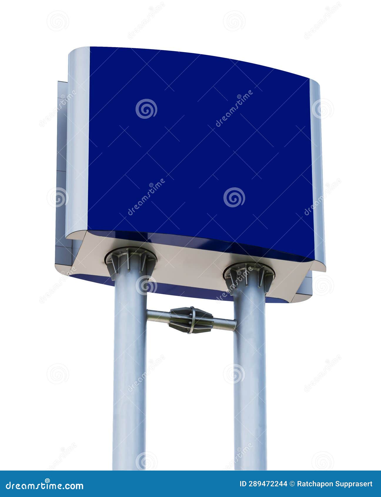 Pole Blue Light Box Billboard Isolated on White Background with ...