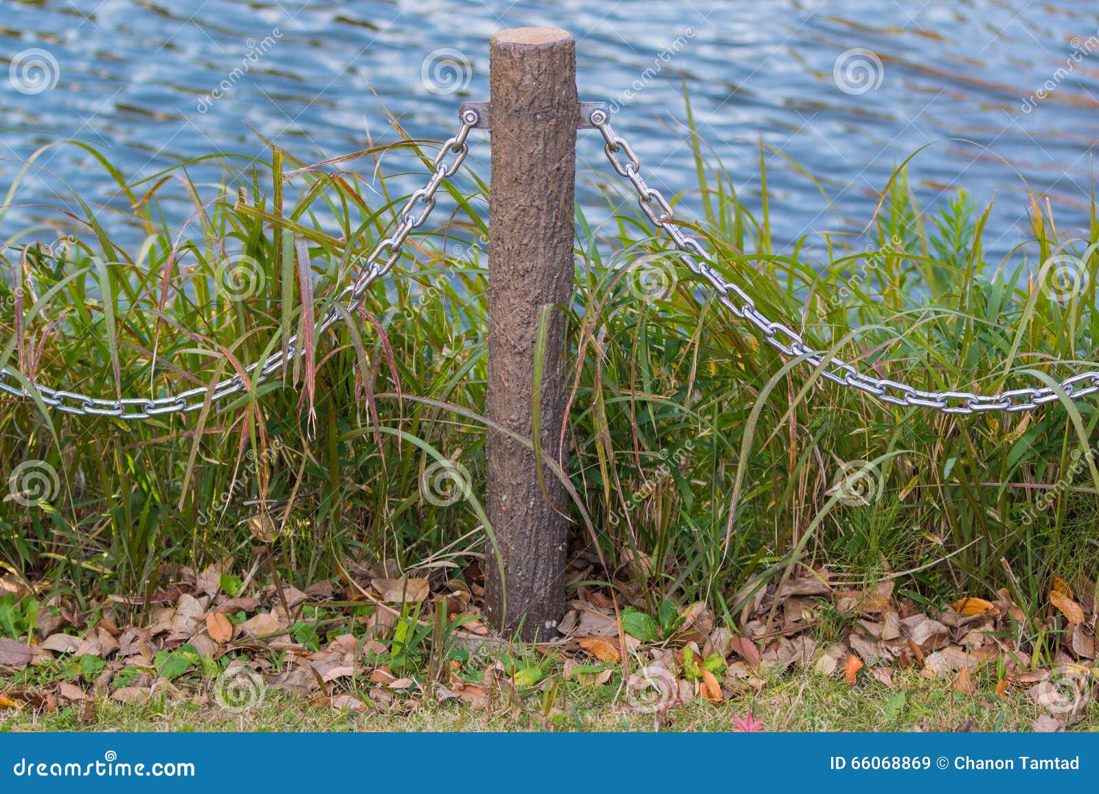 Pole and chain fence. stock image. Image of column, closeup - 66068869