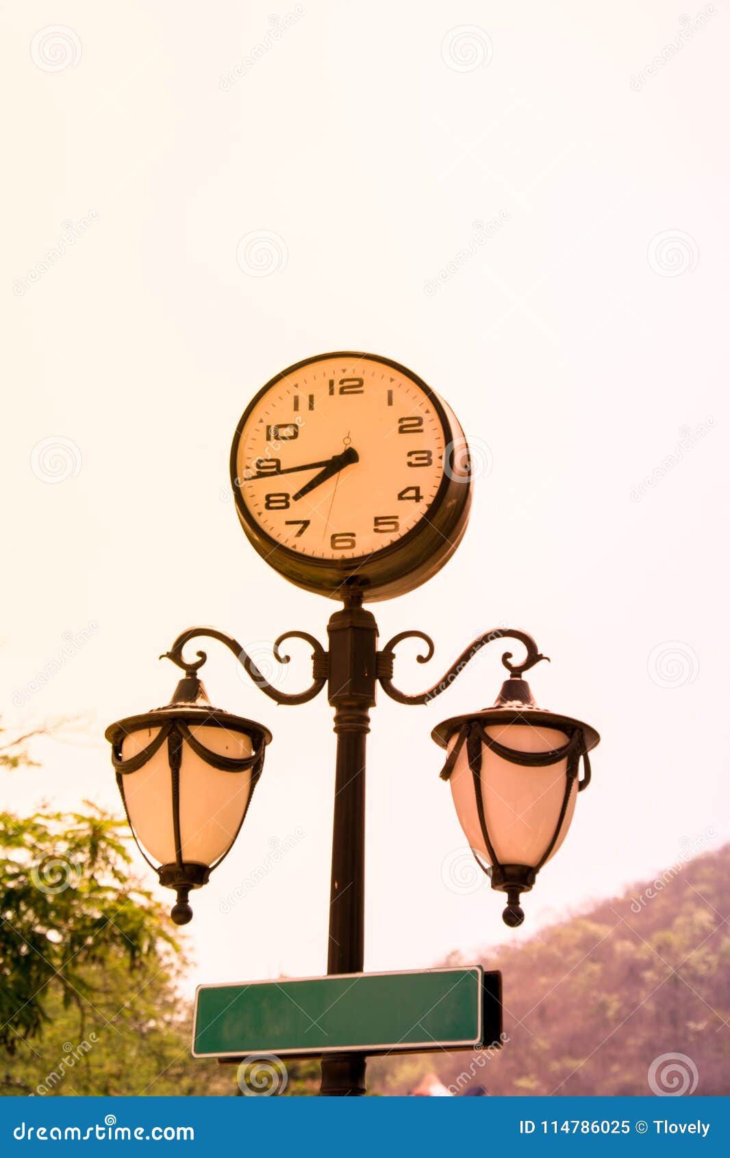 The pole clock stock image. Image of street, pole, location - 114786025
