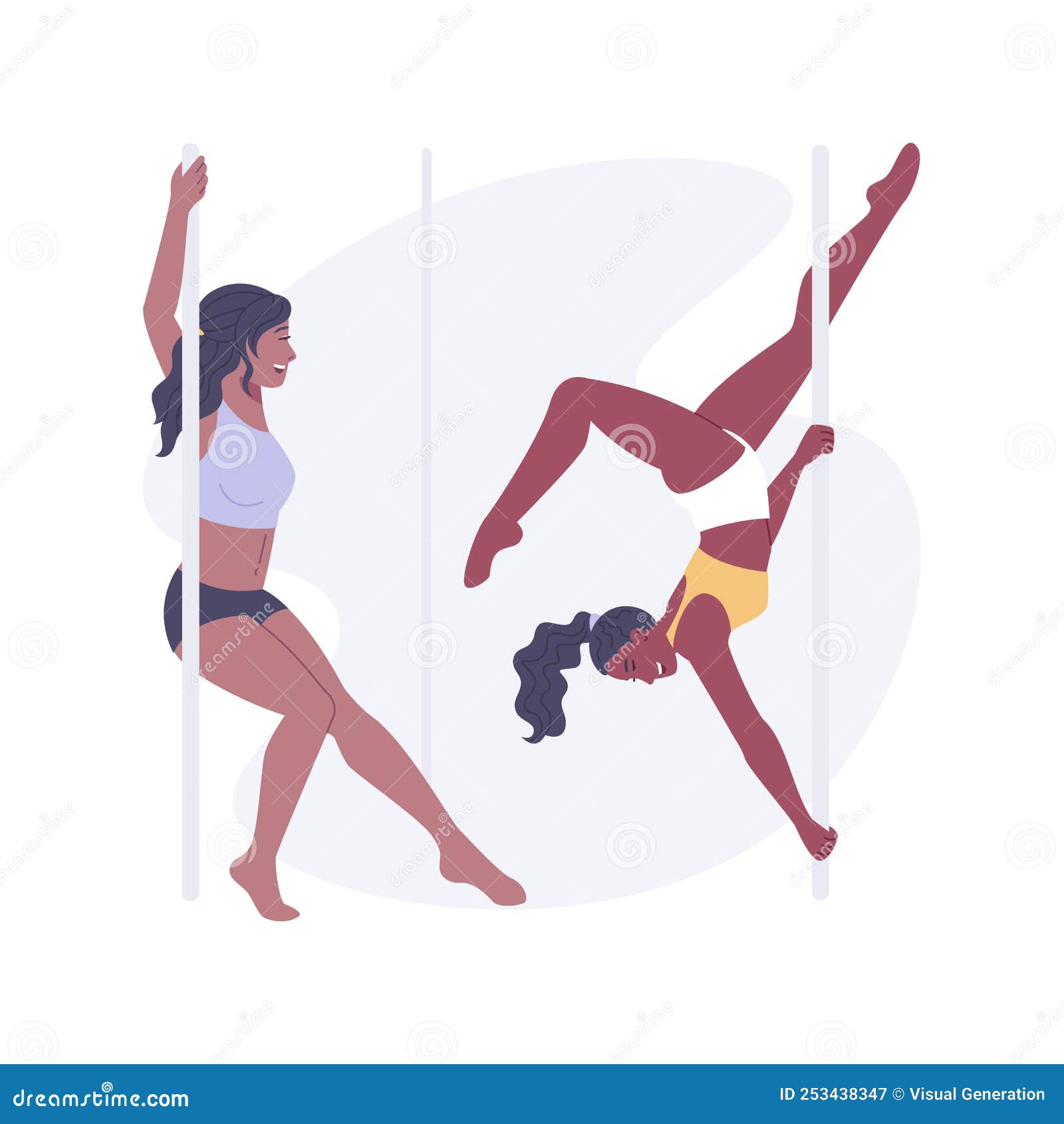 Pole Dance Classes Isolated Cartoon Vector Illustrations. Stock Vector ...