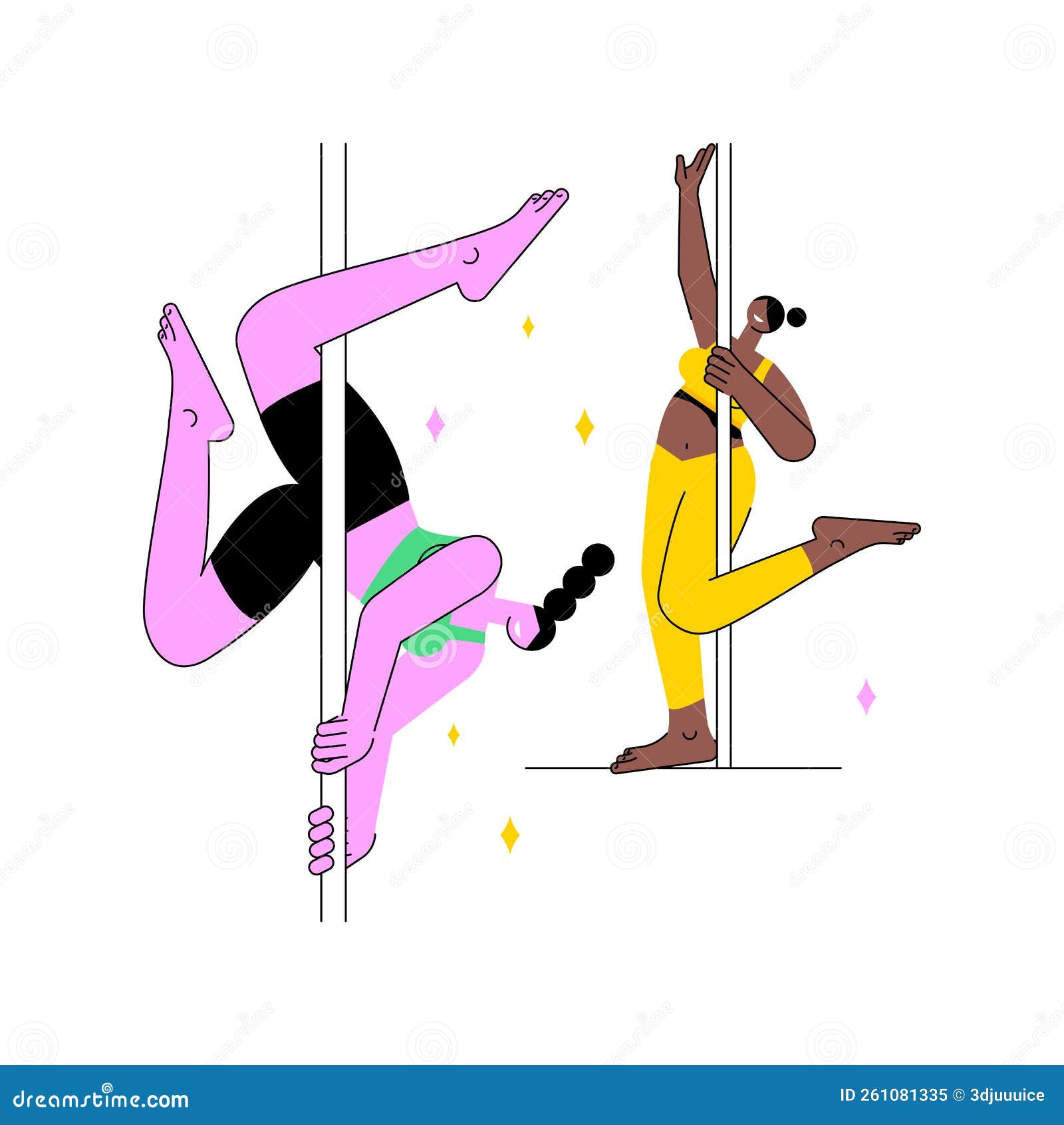 Pole Dance Classes Isolated Cartoon Vector Illustrations. Stock Vector ...