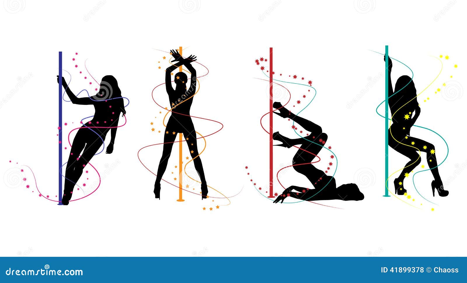 Pole Dance Women Silhouettes Stock Vector Illustration Of Outline