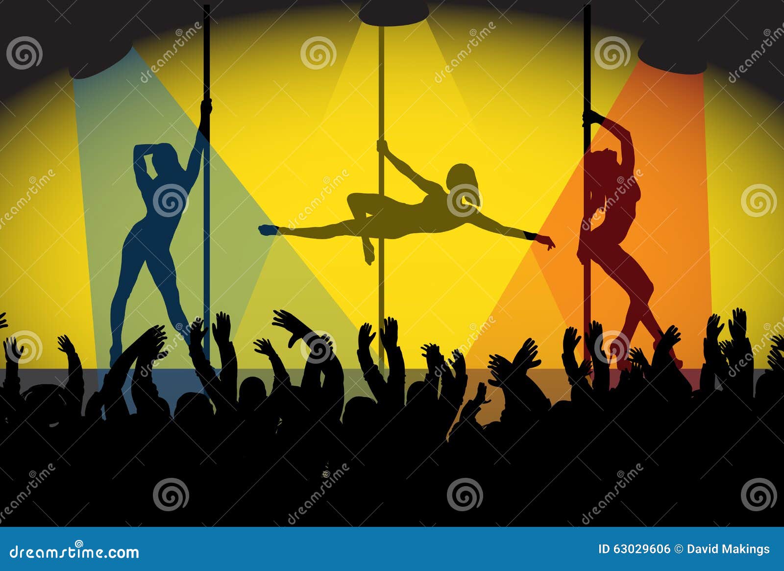 Pole Dancing Girls and Crowd Stock Vector - Illustration of ladies ...