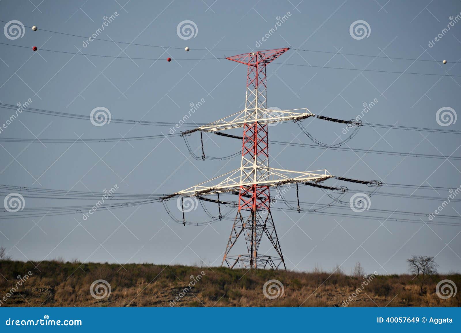 A Pole of an Electric Distribution Mains Stock Image - Image of ...