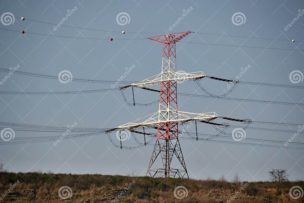 A Pole of an Electric Distribution Mains Stock Image - Image of ...